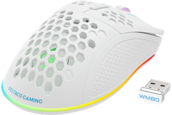 DELTACO Lightweight Gaming Mouse,RGB GAM-120-W Wireless, White, WM80 ...