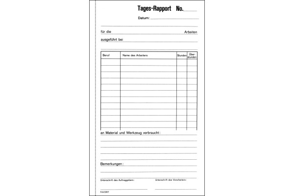 FAVORIT Tages-Rapport D 11,3x19cm 29970K weiss weiss 50x2 Blatt ...