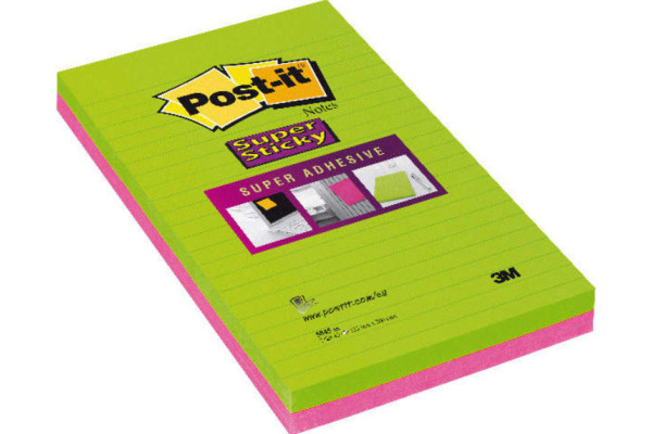 POST-IT Block Super Sticky 125x200mm 5845-SSEU grün pink, 2x45 Blatt ...