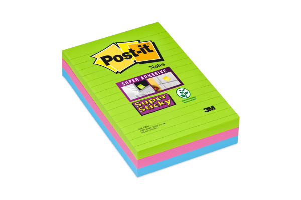 POST-IT Block Super Sticky 102x152mm 660-3SSUC 3-farbig ass.,3x90Bl ...
